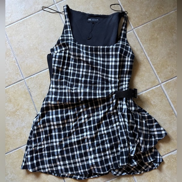 Zara | Dresses | Zara Checkered Black And White Dress | Poshmark